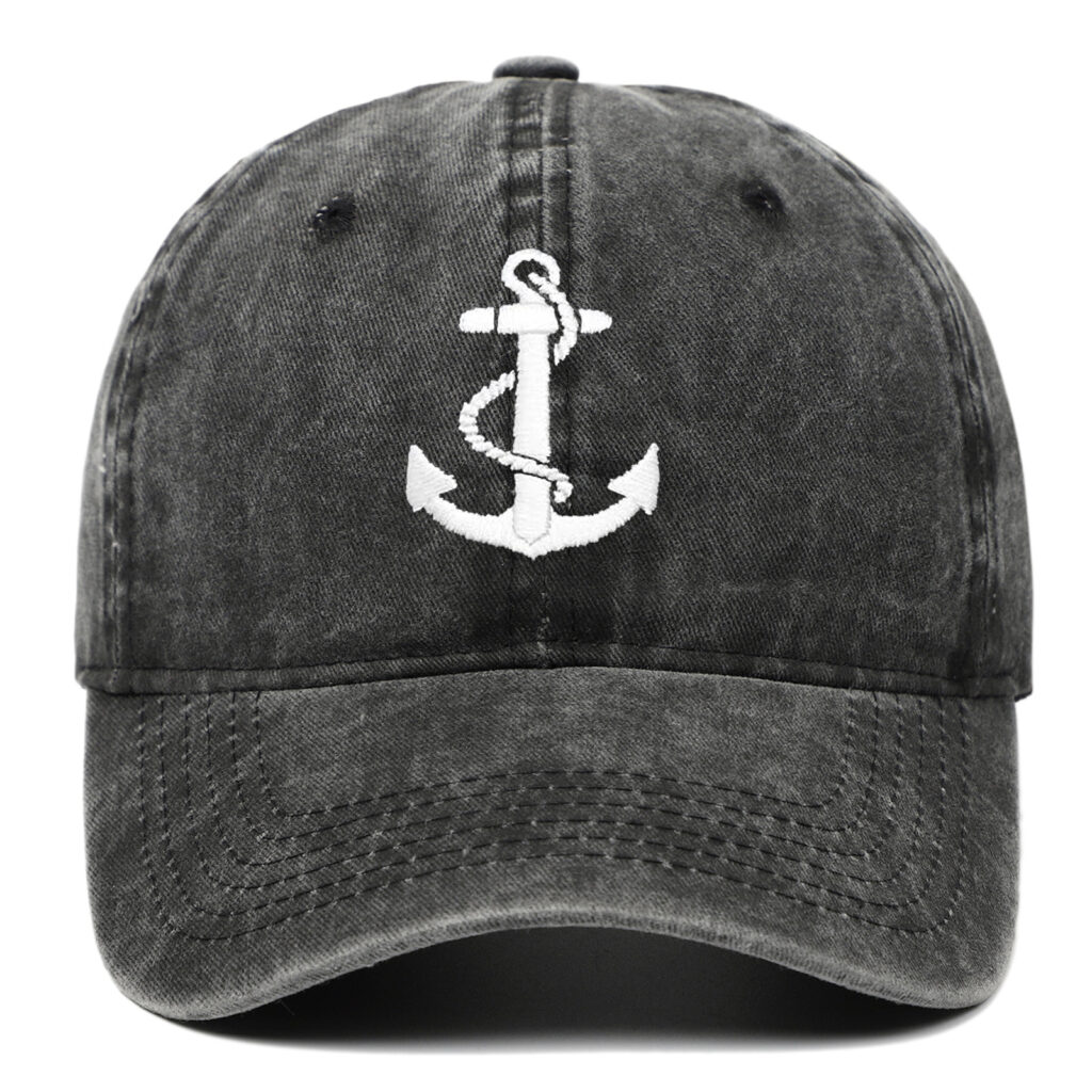 Retro Washed Anchor Cap Sailboat Embroidery Worn Looking Washed-out ...