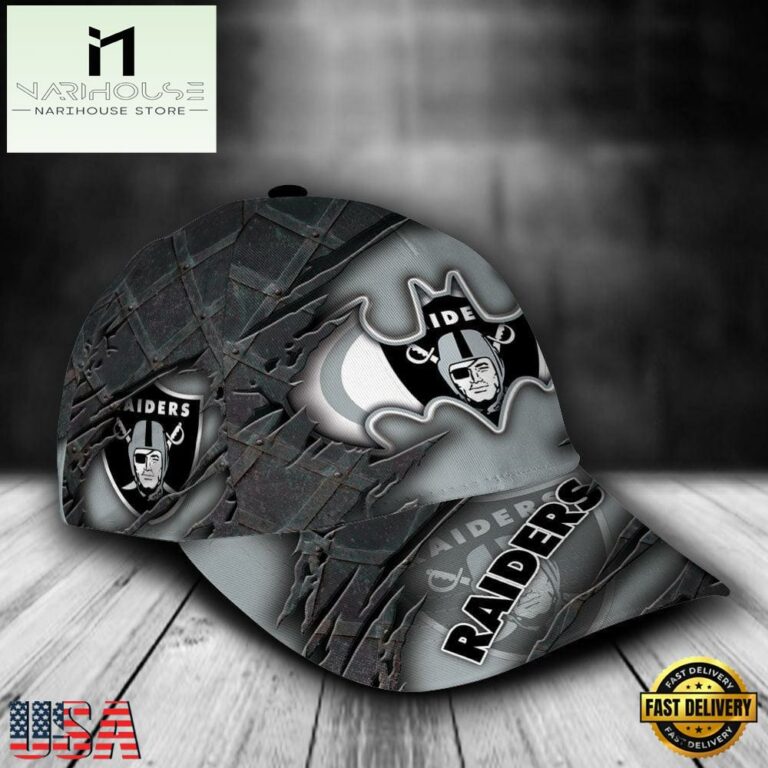 Custom Name NFL Las Vegas Raiders Batman Logo 3D Cap Hats