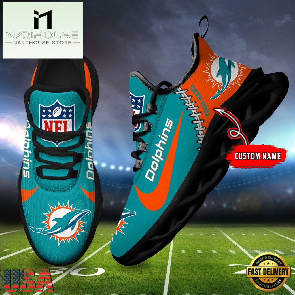 NFL Custom Name Miami Dolphins Football Team Design Max Soul Shoes ...