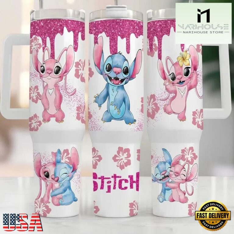 Stitch And Angel Valentine Stainless Steel Tumbler With Handle ...