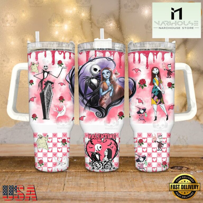 Stitch And Angel Valentine Stainless Steel Tumbler With Handle ...