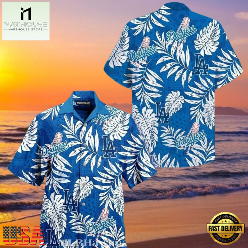 MLB Los Angeles Dodgers Monochrome Foliage Aloha Shirt Elegant Fan Gear ...