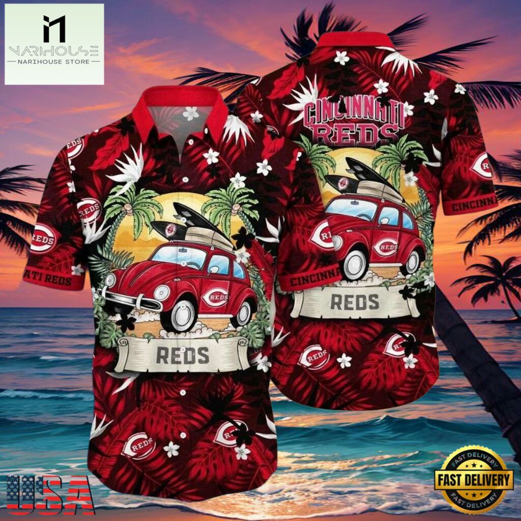 MLB Retro Roadster Reds Fan Cincinnati Reds Hot Summer Hawaiian Shirt ...