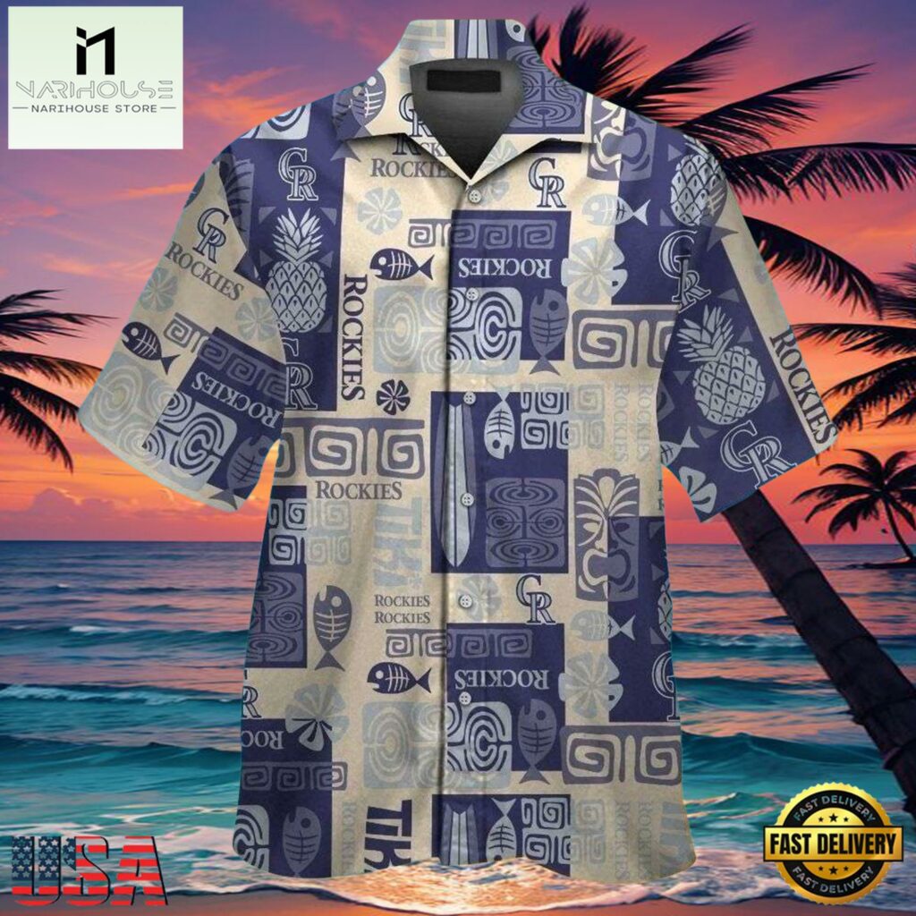 MLB Rockies Polynesian Navy Pattern Hot Summer Aloha Shirt , Hot Summer ...