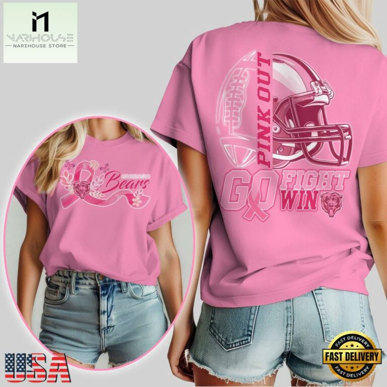 NFL Chicago Bears 2025 Tackle Breast Cancer New Design 3D T Shirt