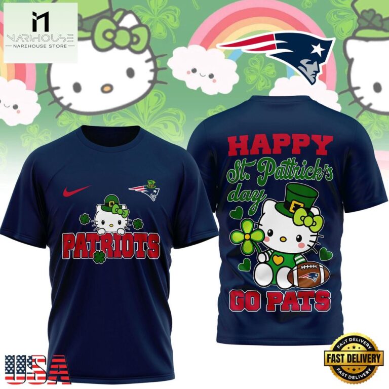 NFL New England Patriots x Hello Kitty St Patrick Day New 2026 3D Shirt